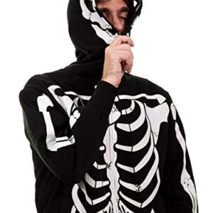 Calhoun Men's Glow in The Dark Skeleton Costume Zip Hoodie (Black, X-Large)