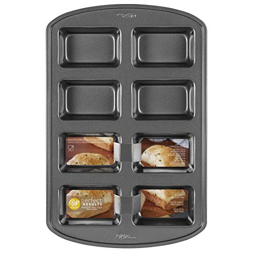 Wilton Perfect Results Non-Stick Mini Loaf Pan, 8-Cavity, 15.2 IN x 9.5 IN x 1.6, Gray