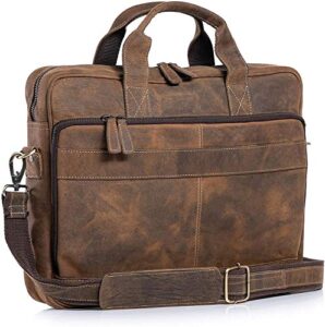 leather briefcase 18 inch laptop messenger bags for men and women best office school college briefcase satchel bag