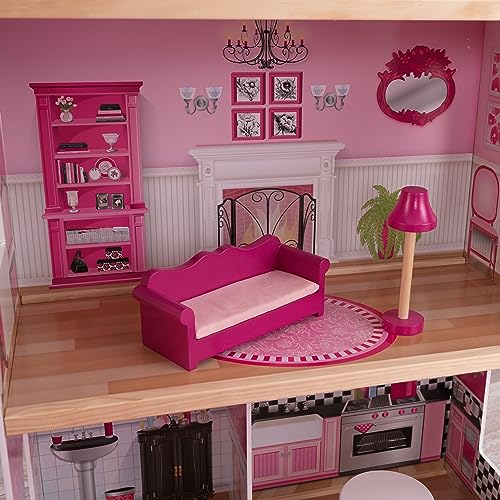 KidKraft Bonita Rose Dollhouse - Colorful Toddler Toy for 12 Inch Dolls Real Wood, Gift for Ages 3+ 25.25" x 12.5" x 44.9"