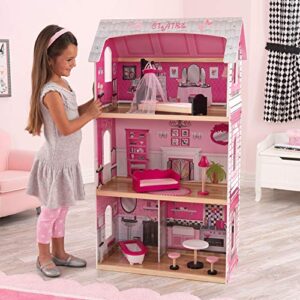 KidKraft Bonita Rose Dollhouse - Colorful Toddler Toy for 12 Inch Dolls Real Wood, Gift for Ages 3+ 25.25" x 12.5" x 44.9"