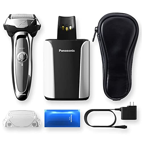 Panasonic Arc5 Electric Razor for Men, 5 Blades Shaver and Trimmer - Sensor Technology, Automatic Clean and Charge Station, Wet Dry, Silver