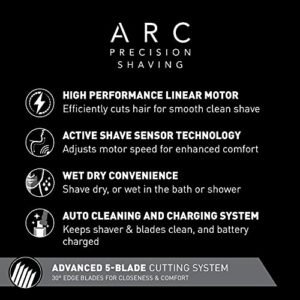 Panasonic Arc5 Electric Razor for Men, 5 Blades Shaver and Trimmer - Sensor Technology, Automatic Clean and Charge Station, Wet Dry, Silver