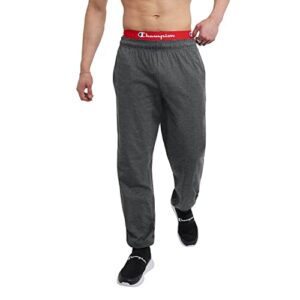 champion men's everyday fitted ankle cotton pants, 31.5" inseam, cotton knit pants left hip "c" logo, cotton warm-up pants