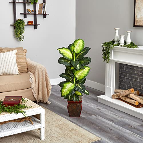 Nearly Natural Golden Dieffenbachia with Decorative Planter, Green 45in.