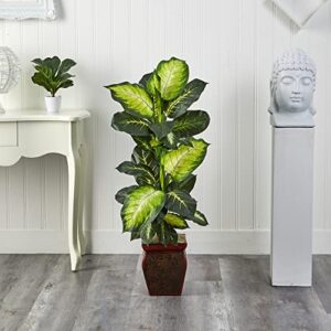 Nearly Natural Golden Dieffenbachia with Decorative Planter, Green 45in.