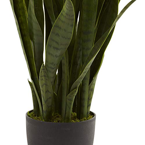 Nearly Natural, Green 4855 35in. Sansevieria with Black Planter