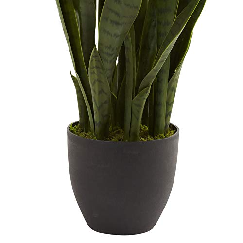 Nearly Natural, Green 4855 35in. Sansevieria with Black Planter