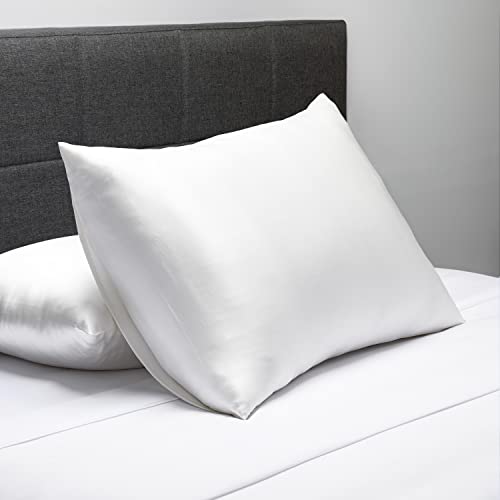 Fishers Finery 25mm 100% Pure Mulberry Silk Pillowcase, Good Housekeeping Winner (White, Queen)