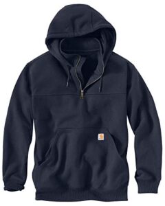 carhartt men's rain defender loose fit heavyweight quarter-zip sweatshirt, new navy, large