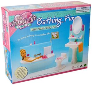 my fancy life dollhouse furniture - bathing fun with bath tub and toilet playset