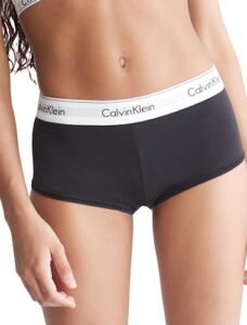 calvin klein women's modern cotton boyshort panty, black, small