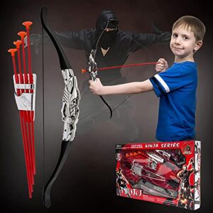 Liberty Imports Ninja Warrior Bow and Arrow Archery Set with Katana Sword, Sai, Melee Toy Weapons for Kids Pretend Role Play Equipment, Cosplay, Costume Accessories