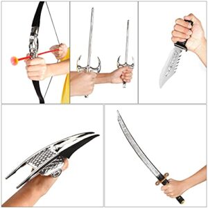 Liberty Imports Ninja Warrior Bow and Arrow Archery Set with Katana Sword, Sai, Melee Toy Weapons for Kids Pretend Role Play Equipment, Cosplay, Costume Accessories