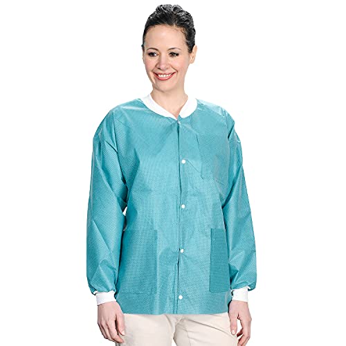 ValuMax 3530TEXS Easy Breathe Cool and Strong, No-Wrinkle, Professional Disposable SMS Hip Length Jacket, Teal, XS, Pack of 10