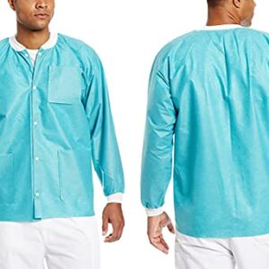 ValuMax 3530TEXS Easy Breathe Cool and Strong, No-Wrinkle, Professional Disposable SMS Hip Length Jacket, Teal, XS, Pack of 10