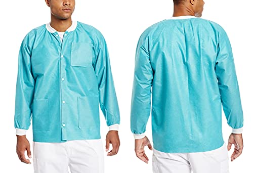 ValuMax 3530TEXS Easy Breathe Cool and Strong, No-Wrinkle, Professional Disposable SMS Hip Length Jacket, Teal, XS, Pack of 10