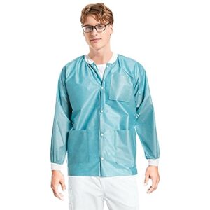 ValuMax 3530TEXS Easy Breathe Cool and Strong, No-Wrinkle, Professional Disposable SMS Hip Length Jacket, Teal, XS, Pack of 10