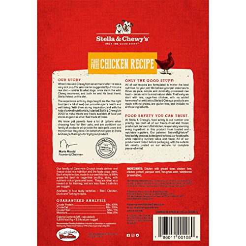 Stella & Chewy's Freeze-Dried Raw Carnivore Crunch Cage-Free Chicken Recipe Dog Treats – 3.25 oz. Bag