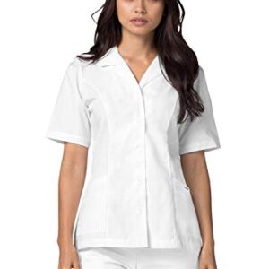 Adar Universal Scrubs for Women - Lapel Collar Scrub Top - 605 - White - S