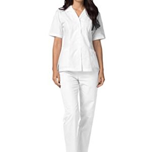 Adar Universal Scrubs for Women - Lapel Collar Scrub Top - 605 - White - S