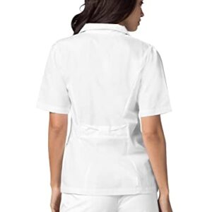 Adar Universal Scrubs for Women - Lapel Collar Scrub Top - 605 - White - S