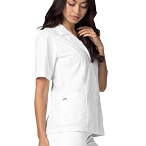 Adar Universal Scrubs for Women - Lapel Collar Scrub Top - 605 - White - S