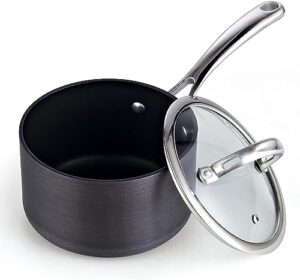 cooks standard 2-quart hard anodized nonstick saucepan with lid, black