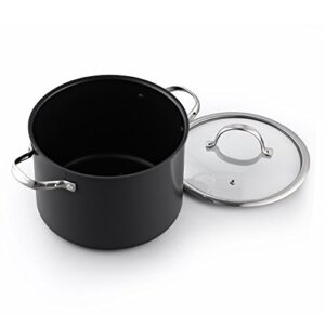 Cooks Standard Stockpot Dutch Oven Casserole with Glass Lid, 8-Quart Classic Hard Anodized Nonstick Soup Pot, Black