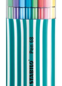 STABILO Pen 68 Fibre Tip Pens Desk Set Turquoise - Assorted Colours, Pack of 20