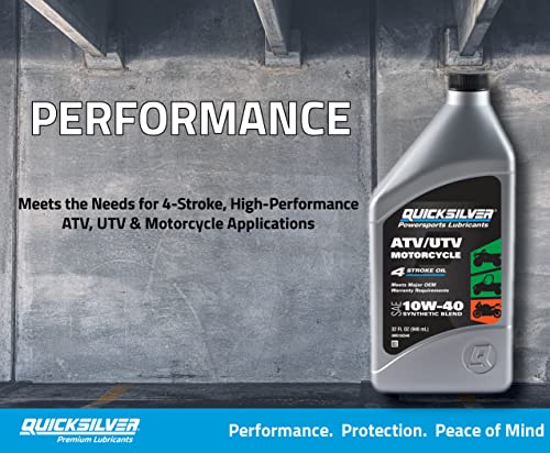 Quicksilver 8M0166408 10W-40 Synthetic Blend ATV/UTV/Motorcycle Oil – 1 Qt.