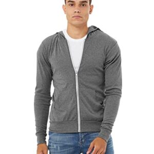 Bella + Canvas Unisex Triblend Full-Zip Lightweight Hoodie L GREY TRIBLEND