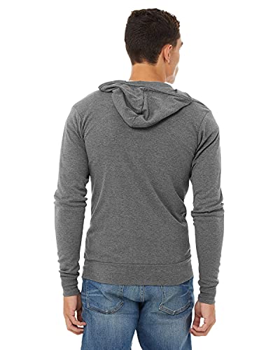 Bella + Canvas Unisex Triblend Full-Zip Lightweight Hoodie L GREY TRIBLEND