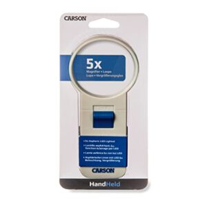 Carson Illuminated LED Lighted 5x Hand Held 2.5'' Aspheric Magnifier (SV-50),White