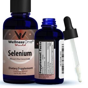 wellnessone selenium supplement - selenium drops for heart health & thyroid support - essential trace minerals that boost immunity & help form antioxidant enzymes - good for kids, men & women - 1.67fl