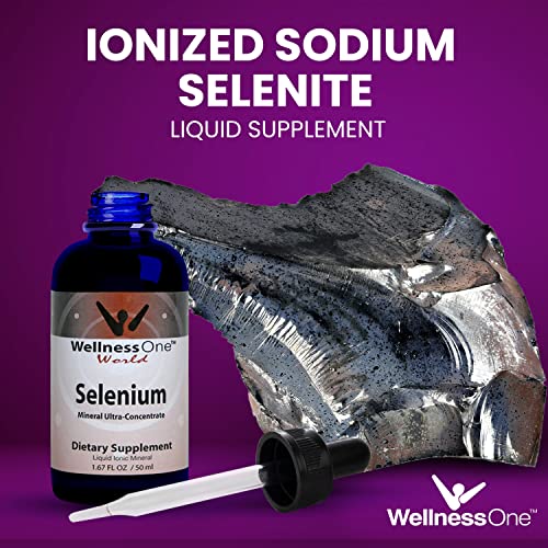 WellnessOne Selenium Supplement - Selenium Drops for Heart Health & Thyroid Support - Essential Trace Minerals that Boost Immunity & Help Form Antioxidant Enzymes - Good for Kids, Men & Women - 1.67fl