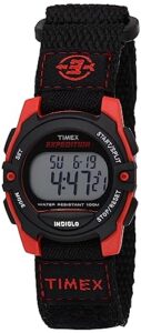 timex unisex t49956 expedition mid-size digital cat black/red fast wrap velcro watch