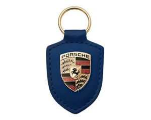 porsche crest leather keyfob blue