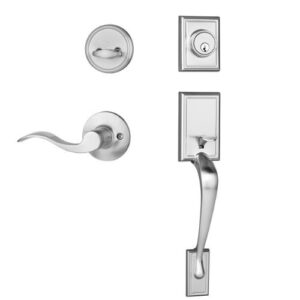 dynasty hardware rid-her-100-us15-rh ridgecrest front door handleset, satin nickel, with heritage lever, right hand