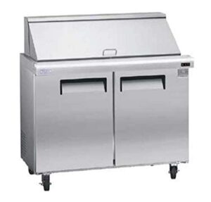 kelvinator kcmt48.18 48" double door mega top prep table, 18 pans, 12 cu. ft.