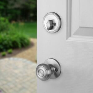 Dynasty Hardware RID-SIE-100-US15 Ridgecrest Front Door Handleset, Satin Nickel with Sierra Knob