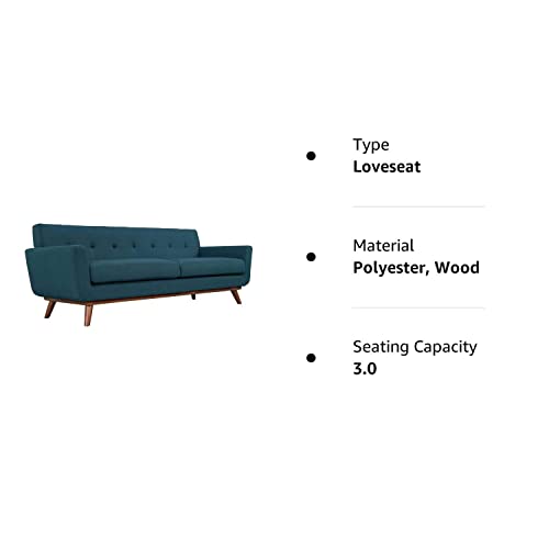 Modway Engage Mid-Century Modern Upholstered Fabric Sofa in Azure