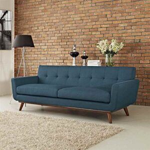 Modway Engage Mid-Century Modern Upholstered Fabric Sofa in Azure