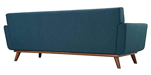 Modway Engage Mid-Century Modern Upholstered Fabric Sofa in Azure