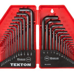 TEKTON Hex Key Wrench Set, 30-Piece (.028-3/8 in., .7-10 mm) | 25253