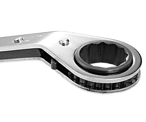 URREA Ratcheting Wrench - 1/2" x 9/16" Reversible Ratcheting Box-End Wrench with 15 Degree Offset & Nickel-Chrome Finish - 1183