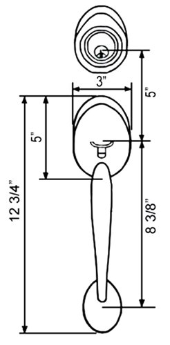 eBuilderDirect Satin Nickel Front Door Single Cylinder Handleset Handle Set with 838DC Left Lever