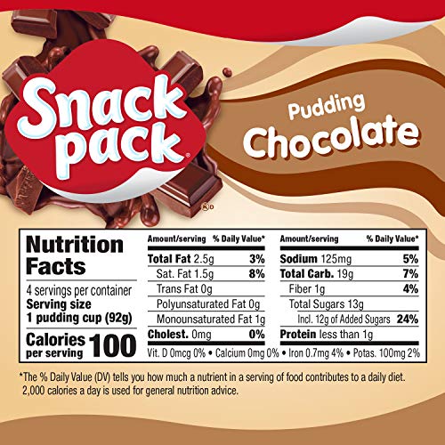 Snack Pack Chocolate Pudding Cups, 3.25 ounce, 4 count (Pack of 1)