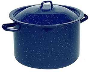 imusa usa 4-quart blue speckled enamel stock pot with lid