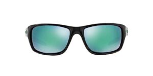 oakley men's oo9225 rectangular sunglasses, black ink/jade iridium polarized, 60mm